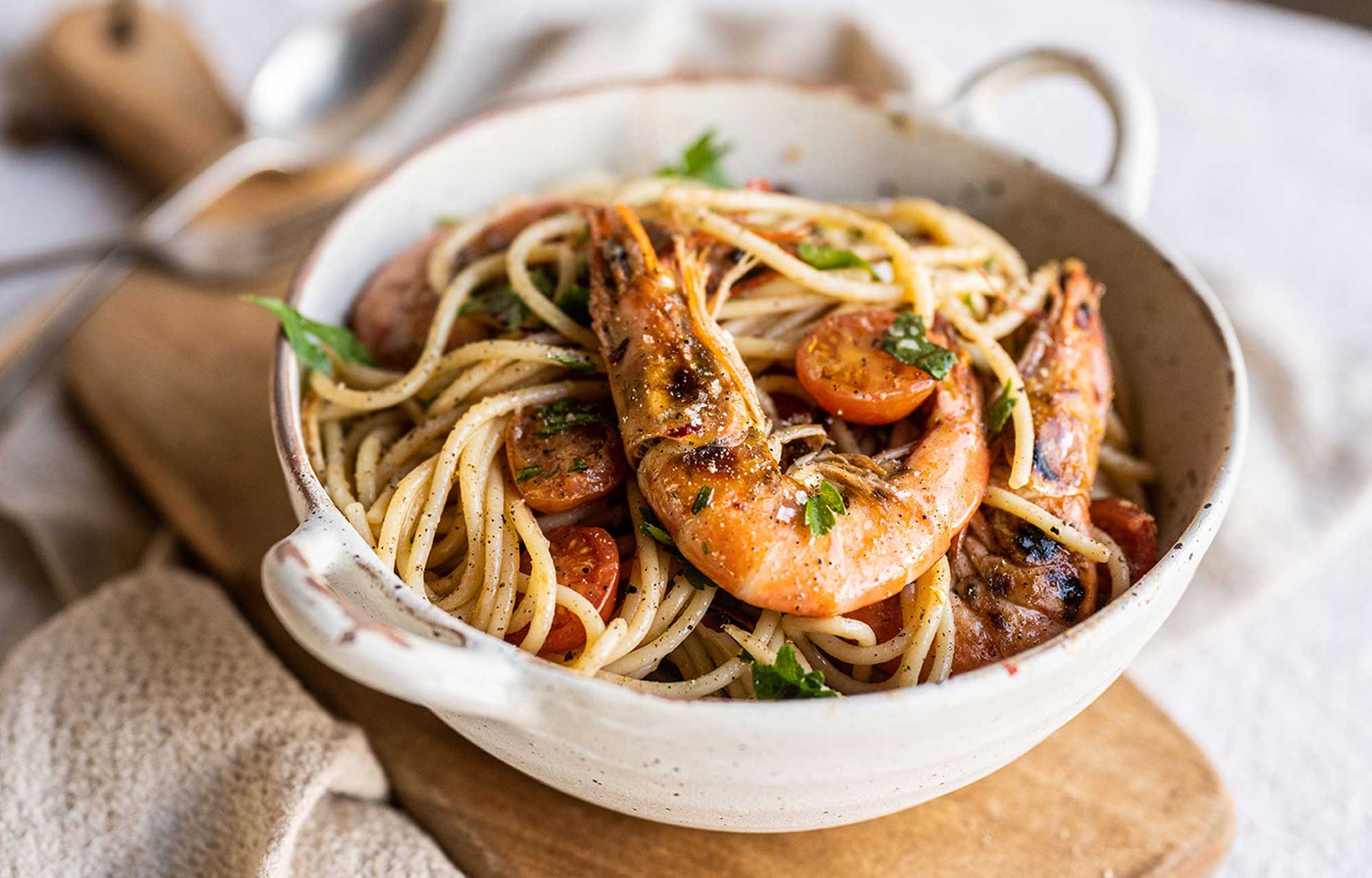 King Prawn and Tomato Spaghetti Recipe – Wright Brothers Home Delivery